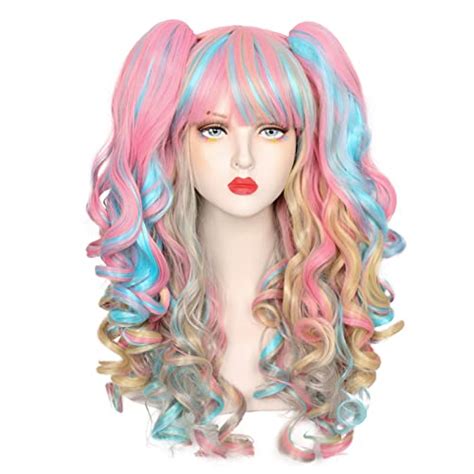 Askuang Lolita Long Curly Clip On Ponytail Wig For Women Girls Pastel