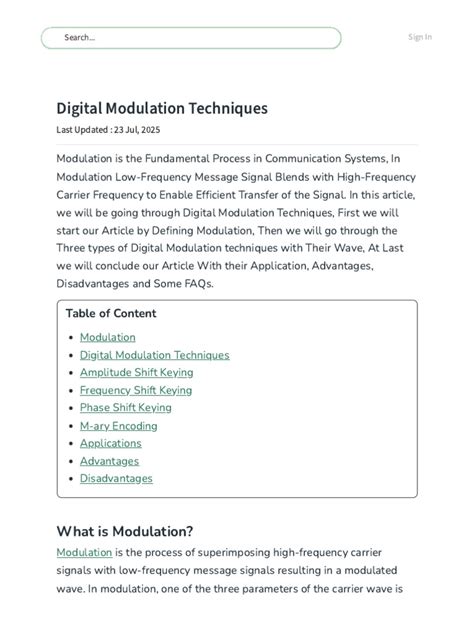Digital Modulation Techniques Explained Pdf Digital Signal