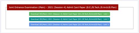 JEE Main May Exam Session Admit Card Released College Pravesh