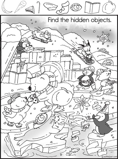 Hidden Pictures Printable Winter