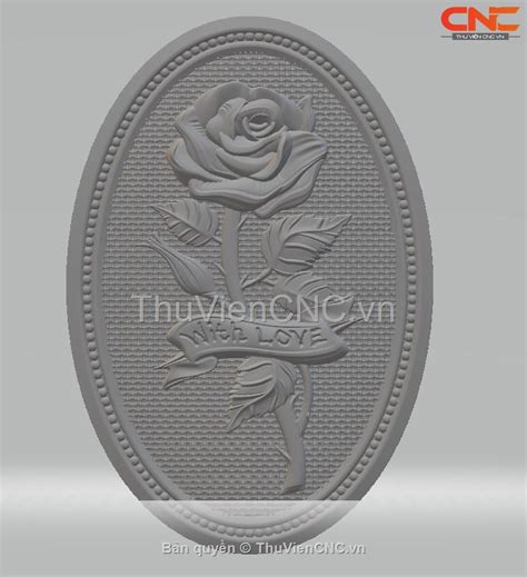 Tranh hoa hồng cnc file stl