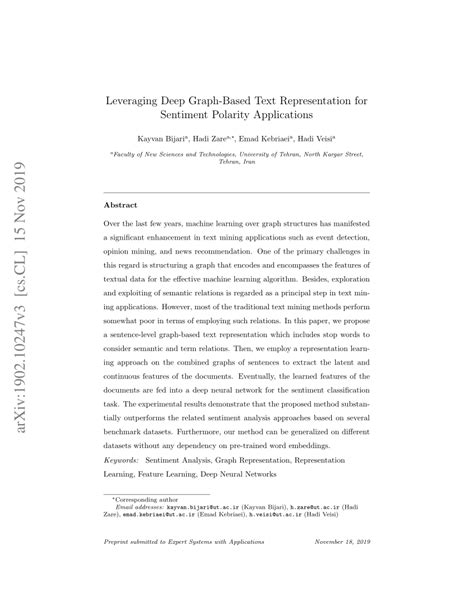 Pdf Deep Sentiment Analysis Using A Graph Based Text Representation
