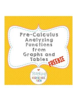 Pre Calculus Analyzing Functions With Graphs And Tables FREEBIE TPT