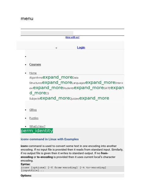 Iconv Command In Linux With Examples Pdf Character Encoding String Computer Science