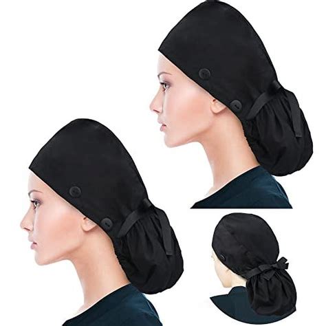 Ponytail Friendly Scrub Hats Orksea Satin Lined Scrub Caps With Buttons