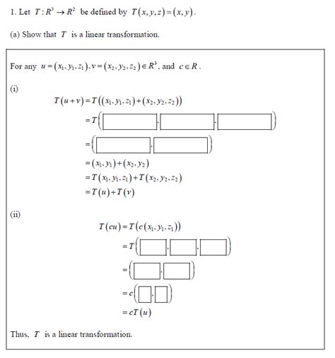Solved 1 Let T R R Be Defined By T X Y Z X Y A Show Chegg Com