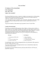 Dress Code Memo Docx Dress Code Memo To Employees Of First National Bank From Management