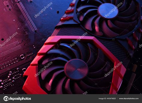 Computer Game Graphics Card Videocard Two Coolers Circuit Board Motherboard Stock Photo
