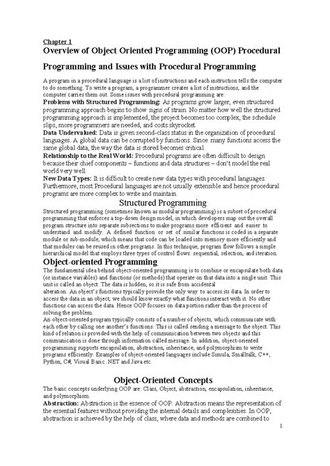 Chapter 1 Overview Of Oop And Procedural Programming Issues Cs101