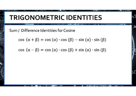 Sum Difference Cos Cos Sin Sin Pdf