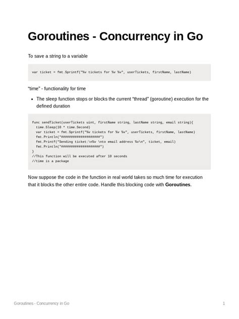 Goroutines Concurrency In Go 1 Pdf Computer Science Software