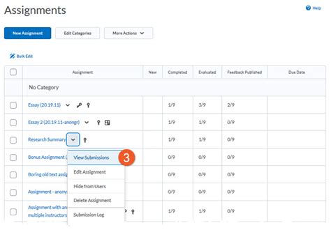 Assignments View And Evaluate Assignment Submissions Educational