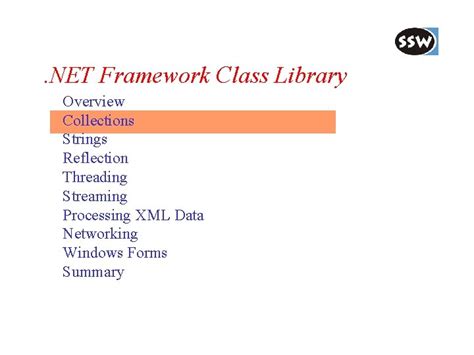 The Net Framework Class Library Dr Wolfgang Beer