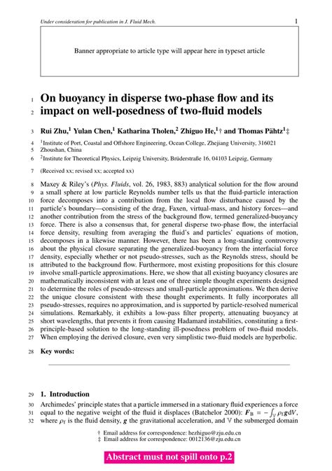 Pdf On Buoyancy In Disperse Two Phase Flow And Its Impact On Well Posedness Of Two Fluid Models