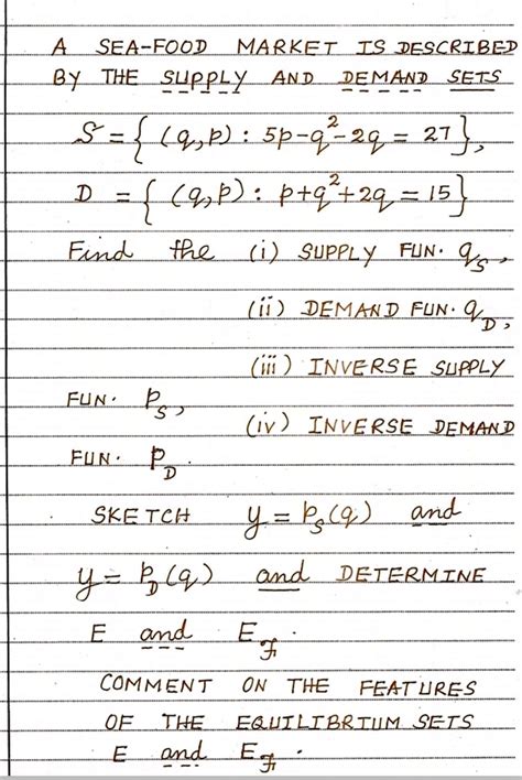 Solved Texts A Seafood Market Description D B C Find The Supply