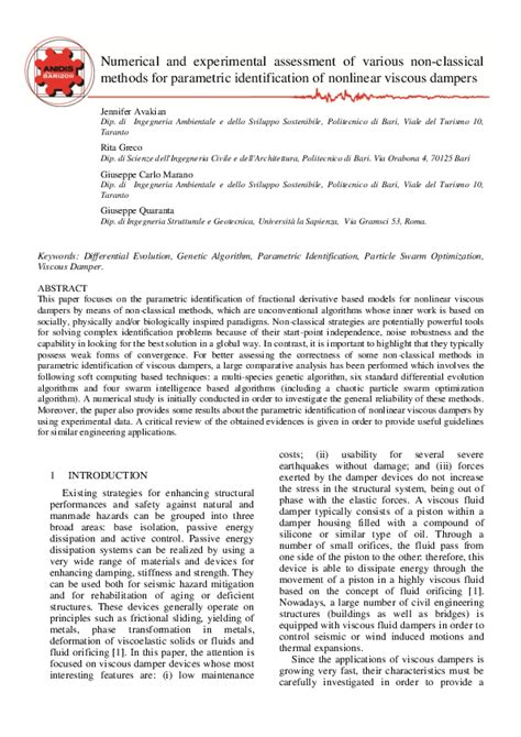 Pdf Numerical And Experimental Assessment Of Various Non Classical Methods For Parametric