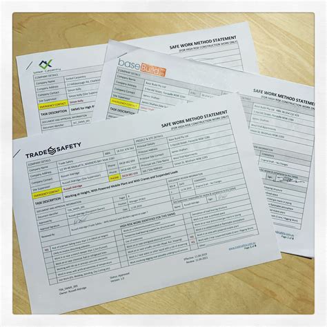 Safe Work Method Statements SWMS Trade Safety