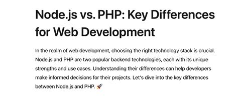 Node Js Vs Php Key Differences For Web Development