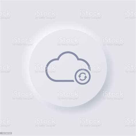 회전 화살표가 있는 구름 아이콘 웹 디자인을 위한 White Neumorphism 소프트 Ui 디자인 애플리케이션 Ui 등 버튼 벡터 3차원 형태에 대한 스톡 벡터 아트 및