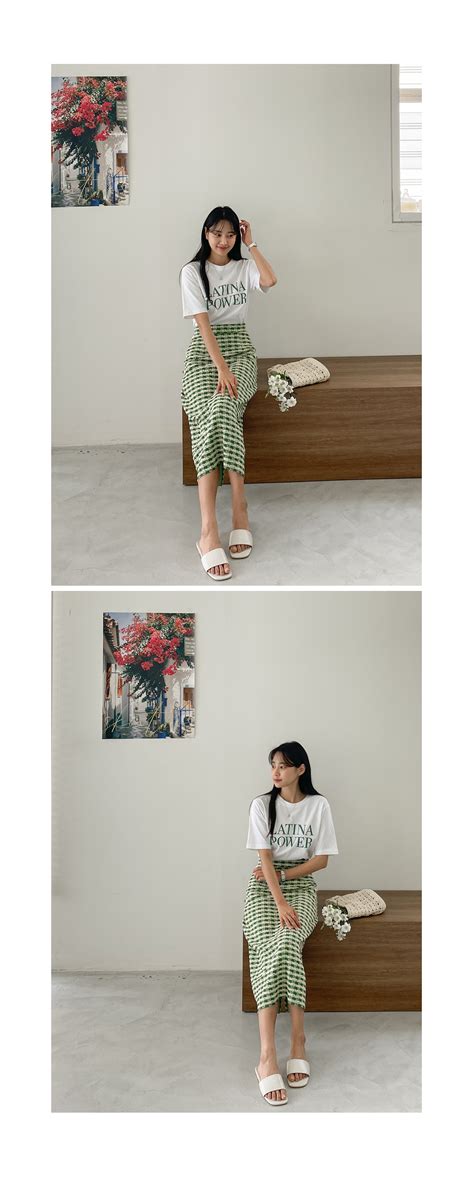 체크트위드롱스커트