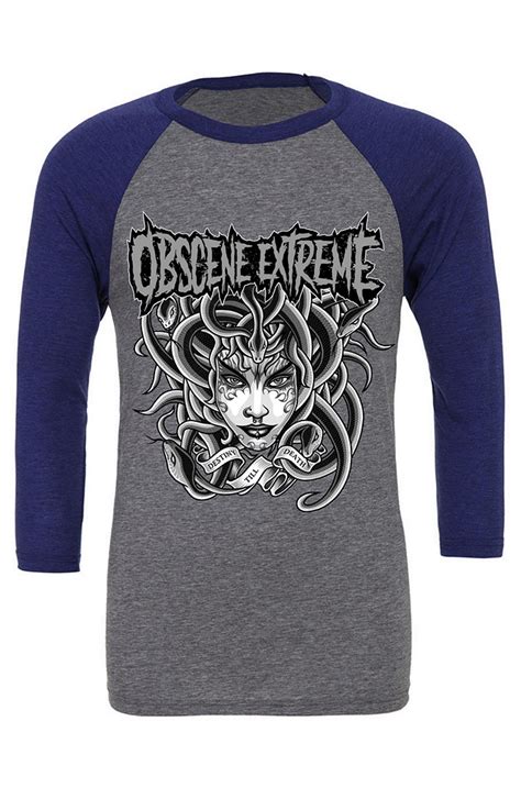 Obscene Extreme 2017 Medusa Black Girlie ¾ T Shirt Obscene Productions