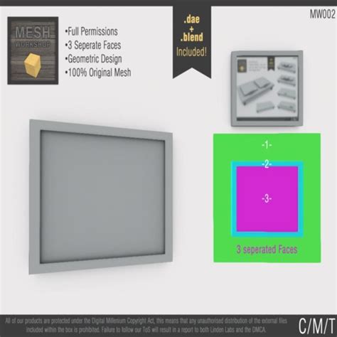 Second Life Marketplace [mw002] Mesh Frame 01 Open