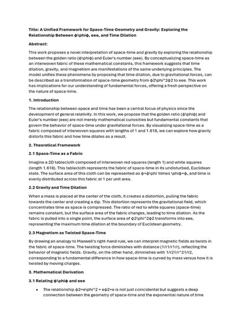 A Unified Framework For Space Time Geometry And Gravity Exploring The Relationship Between