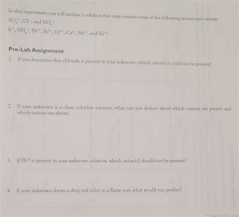 Solved In This Experiment You Will Analyze A Solution That Chegg Com