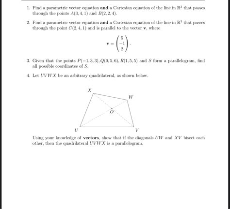 [solved] find a parfind a parametric vector equation and a