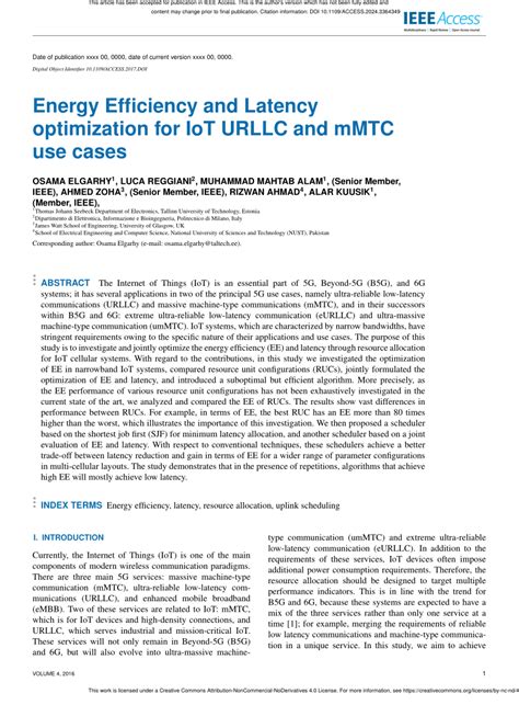 Pdf Energy Efficiency And Latency Optimization For Iot Urllc And Mmtc Use Cases