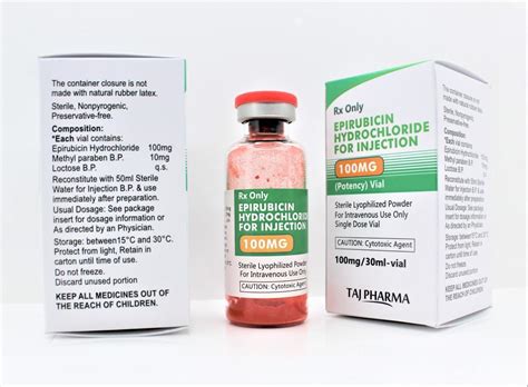Epirubicin For Injection 100mg Manufacturers India And Pioneer Exporters Taj Generics