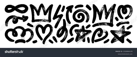 Collection Doodle Grunge Figures Squiggles Crowns Stock Vector Royalty Free 2530894129