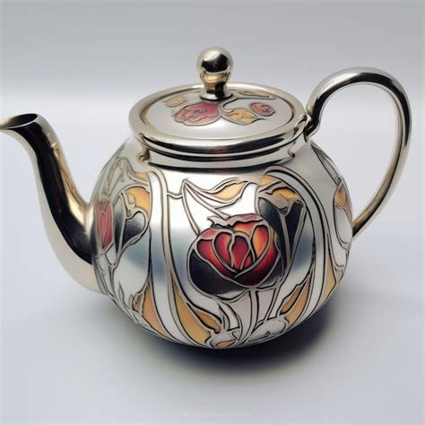 Premium Photo Kettle Art Nouveau Art Style White Background High