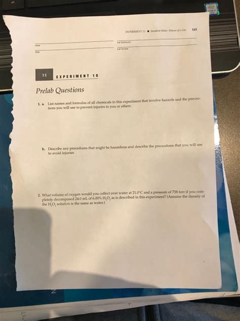 Solved EXPERIMENT Prelab Questions List Names And Chegg Com