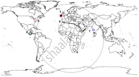 Marks And Name The Following On The Outline Map Of The World With A