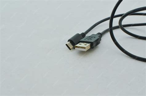 Premium Photo Black Usb Typec Cable Detail Highlighted On A Clear