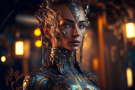 Premium Photo Portrait Of Ai Cyborg Human Android