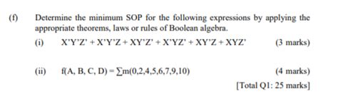 Solved Determine The Minimum SOP For The Following Chegg Com
