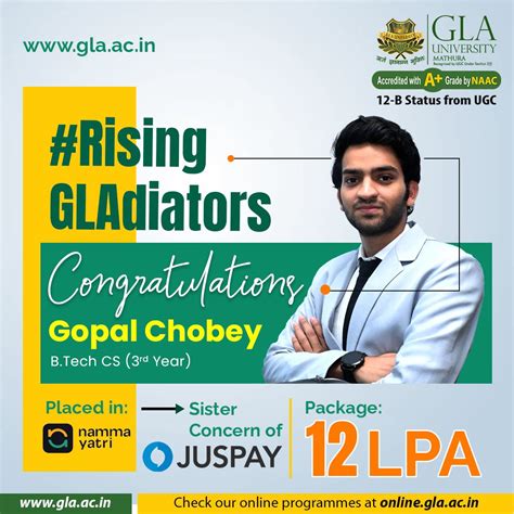 Gla University On Linkedin Glauniversity Congratulations Placement
