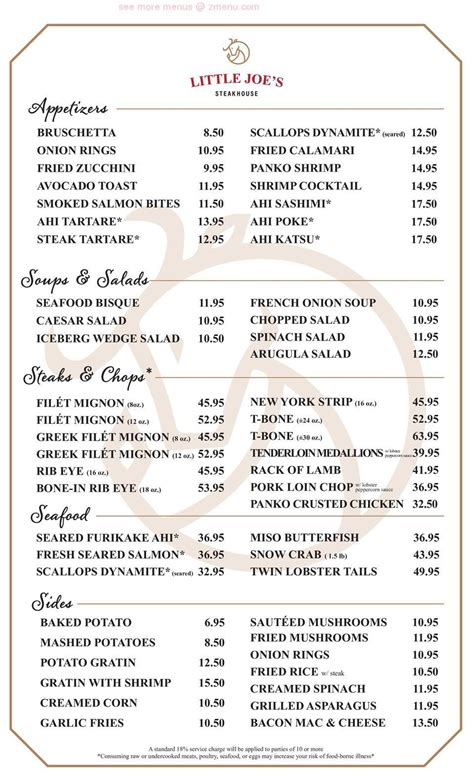 Online Menu Of Little Joes Steakhouse Pearl City Restaurant Pearl