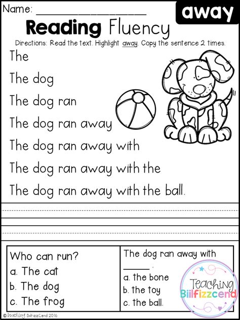 Free Reading Fluency And Comprehension Set 1 Kindergarten Reading