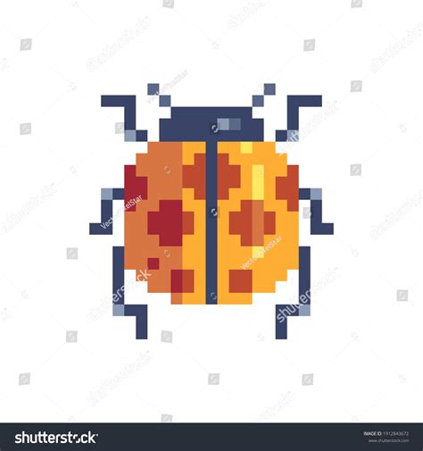Ladybug Pixel Art Bug Insect Icon Stock Vector Royalty Free