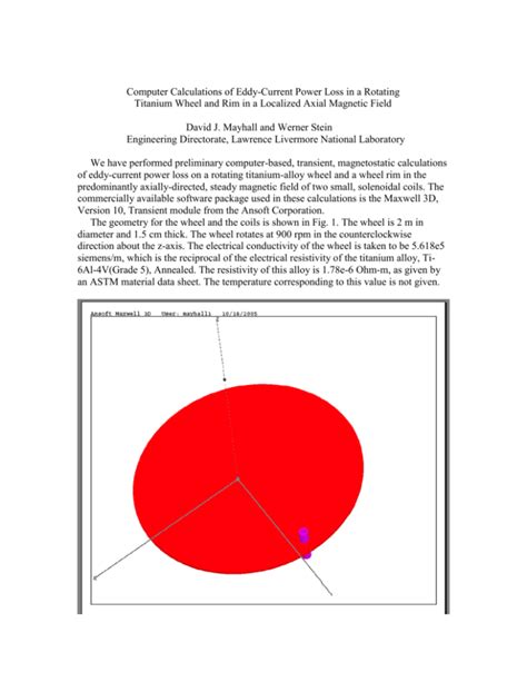 Computer Calculations Of Eddy Current Power Loss In A Rotating