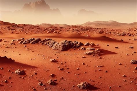 Ilustración 3d Del Paisaje En El Desierto Escénico Del Planeta Marte En