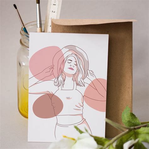 100 рециклирана поздравителна картичка с плик висококачествена текстурирана хартия Жена 2