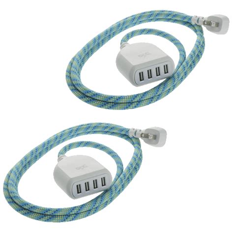Sidedeal 2 Pack 360 Electrical Habitat Braided Usb Extension Cord With 4 8a 4 Port Usb