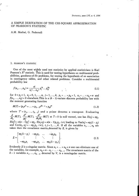 pdf a simple derivation of the chi square approximation of pearson s