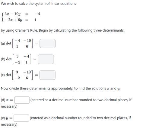 Solved We Wish To Solve The System Of Linear Equations Chegg