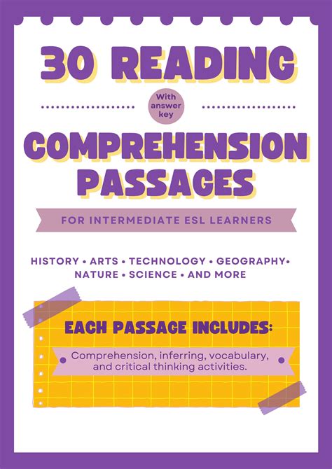 30 Reading Comprehension Passages For Intermediate Esl Learners Teaching Resources