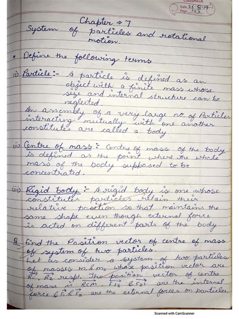 Class 11 Physics Chapter 7 System Of Particles And Rotational Motion Pdf